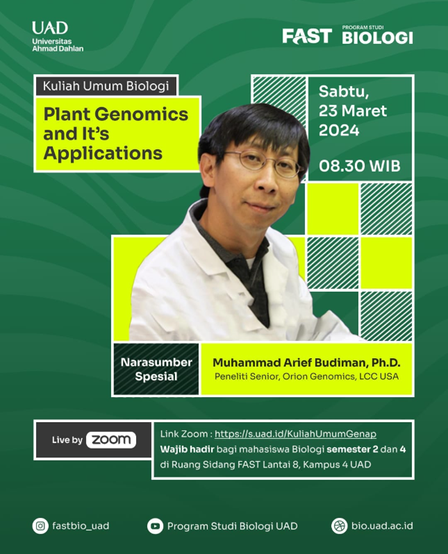 Kuliah Umum Program Studi Biologi: Plant Genomics and Its Applications ...
